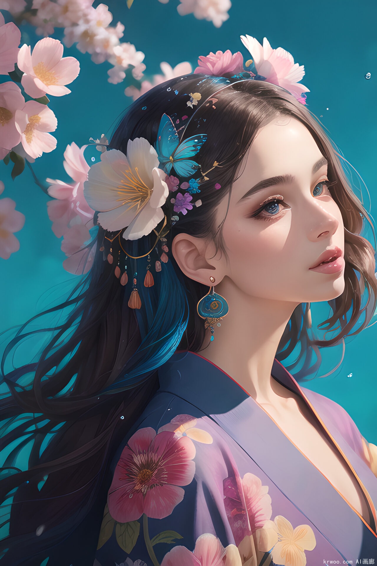 Stable Diffusion 提示词：一个头上有花的女人 - AI绘画 - 可我AI