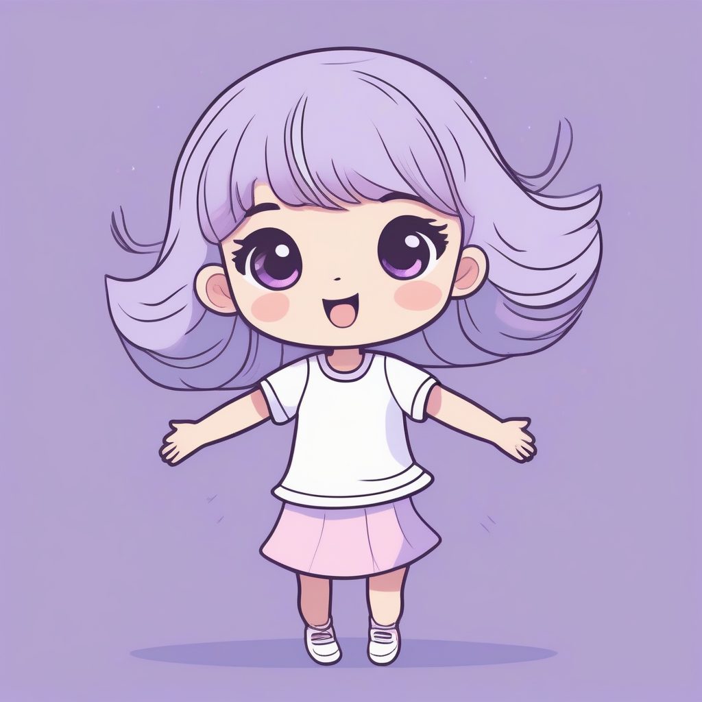 粉彩治愈系：大头Q版少女的纯真大笑全身像 - AI绘画提示词 - 可我AI