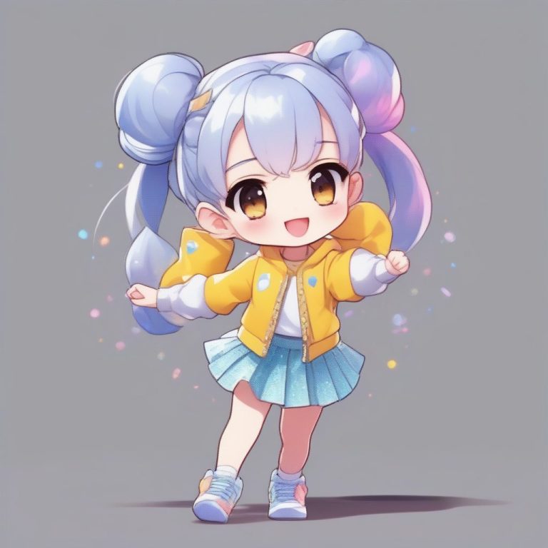 K-Pop Y2K风格Q版偶像：高饱和色彩与动感POSE全身渲染提示词 - AI绘画提示词 - 可我AI