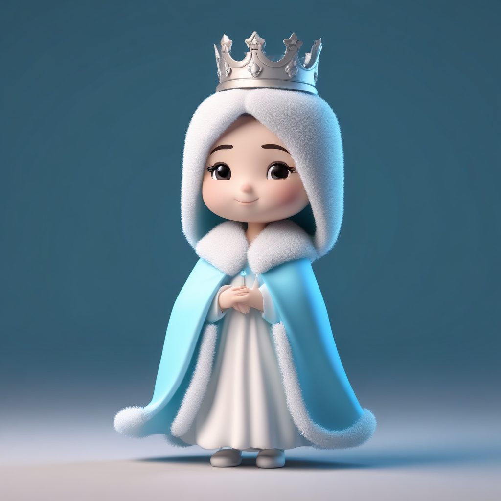 冰雪公主: Q版毛绒披肩女孩的优雅侧影（AI生成） - AI绘画教程 - 可我AI